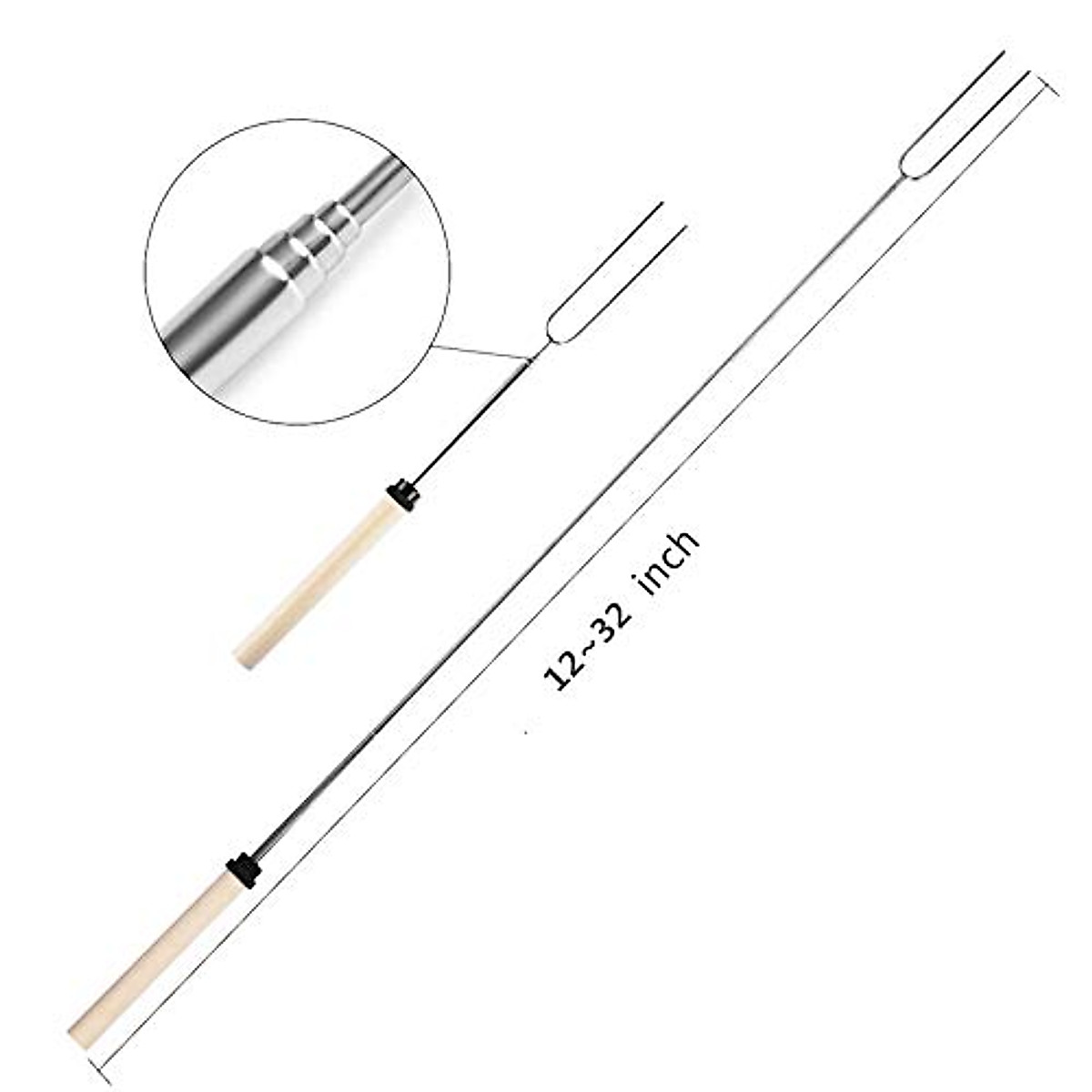 Fzbjayoon Marshmallow Roasting Sticks Set of 15 Smores Skewers Camping Cookware 32 Inch Campfire Roasting Sticks for Kids