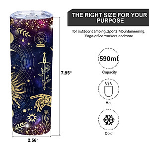Gifts for Women Her Girls Friends Magic Witch Hand Insulated Skinny Tumblers Cup Coffee Mug with Lid 20oz Reusable Water Bottle for Hot & Cold Drinks Tea Cup Iced Coffee Thermos Travel Mug (Pack of 1)