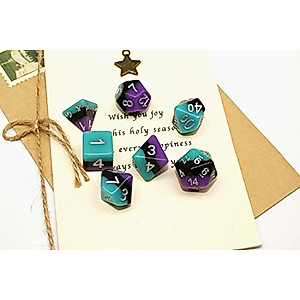 Dice Set Resin DND Dice Fit Dungeons and Dragons D&D RPG Pathfinder Role Playing Games 3 Layers Polyhedral Dice (Purple Black Green)