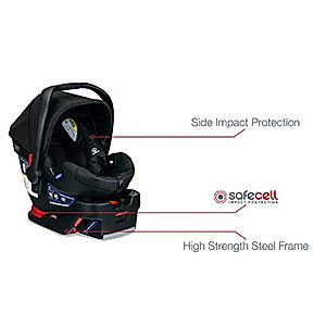 BRITAX B-Lively Travel System with B-Safe 35 Infant Car Seat | One Hand Fold, XL Storage, Ventilated Canopy, Easy to Maneuver, Raven (S05588500)
