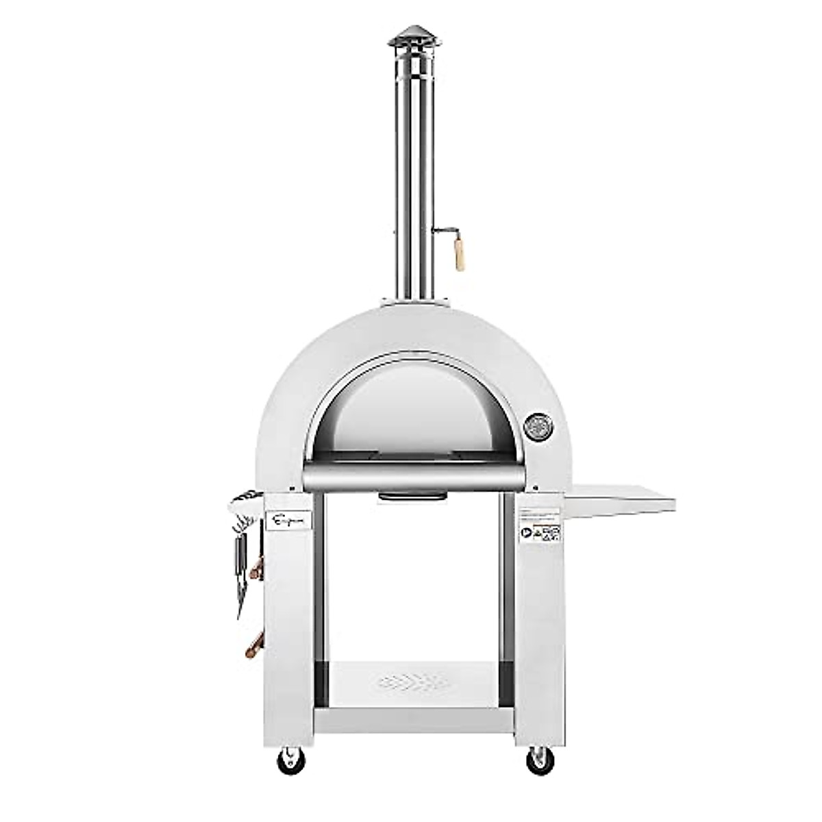 Empava 32.5" Wood Fired Pizza Oven Grill with Side Panel for Outdoor Kitchen in Stainless Steel