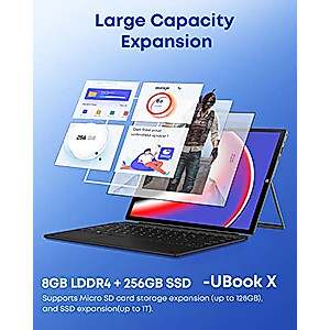 2023 CHUWI UBook X Tablet, 12'' Touchscreen, Windows 11 Tablet, 8GB RAM 256GB ROM, 1TB SSD Expend, Intel N4120 (Up to 2.6 GHz), 2160x1440 IPS, 2.4G/5G WiFi, Dual Camera, 5000mAh, HDMI, USB 3.0, BT 5.0