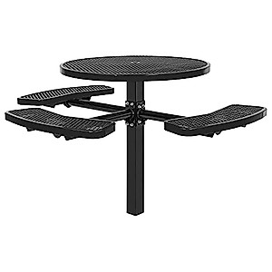 Global Industrial 46" ADA Round Picnic Table, In-Ground Mount, Black