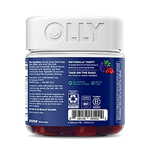 OLLY Men's Multivitamin Gummy, Overall Health and Immune Support, Vitamins A, C, D, E, B, Lycopene, Zinc, Adult Chewable Vitamin, Blackberry, 45 Day Supply - 90 Count