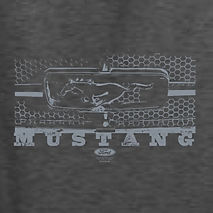 Wild Bobby Vintage Ford Mustang Silver Honeycomb Grill Distressed Cars and Trucks Unisex Graphic Hoodie Sweatshirt, Heather Black, Large