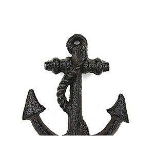 Rustic Black Cast Iron Anchor Hook 5 Inch - Anchor Decoration - Nautical Wall Hook