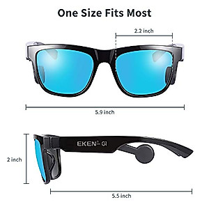 EKEN Bone Conduction Sunglasses - Bluetooth Headphones Smart Audio Glasses Wireless Open Ear with Microphone Answer Phone call for Fishing Golf Hiking G1