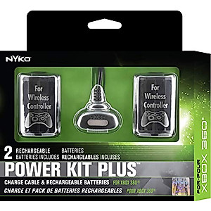 Nyko Power Kit Plus - 2 Pack Rechargeable Battery with Charge Cable for Xbox 360