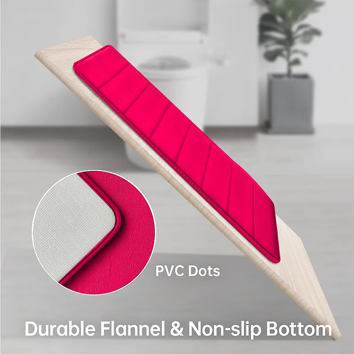 RUN HELIX Red Bathroom Rugs Memory Foam Bath Mat Set 3 Piece Non-Slip Rugs,Absorbent Shaggy Rugs,Machine Wash, Perfect Plush Mats,Washable Carpets with U-Shaped Toilet Rug-Rug