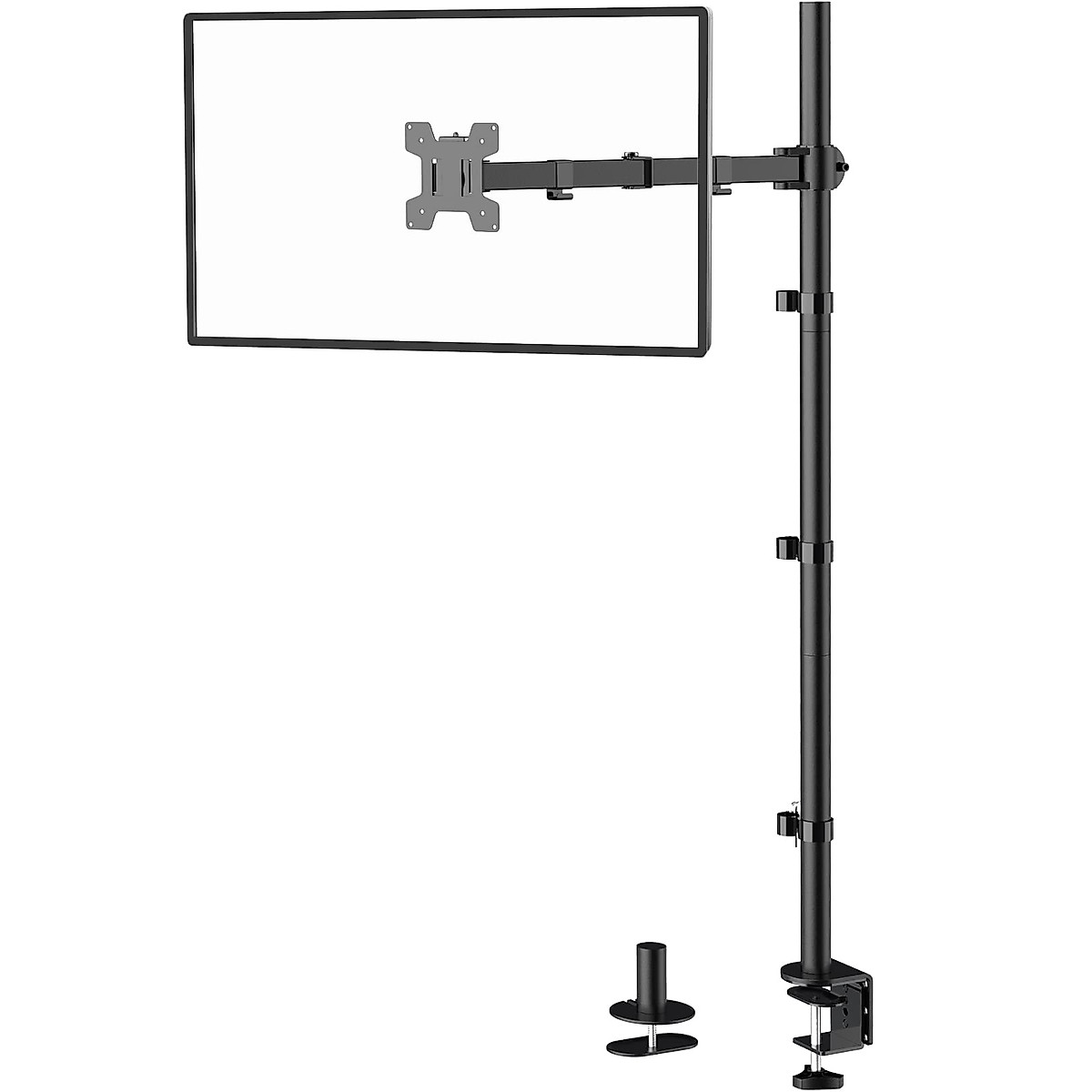 WALI Single Monitor Stand Desk Mount, 39 inch Tall Monitor Stand Fully Adjustable, Articulating Arm for Computer Screen up to 32 inch, 22lbs (M001XXL), Black