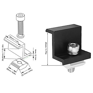 12Pcs PV Solar Panel Z End Clamp Aluminum Alloy Solar Z Bracket Clamp for RVs Houses Solar Panel Installations (45mm)
