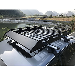 MPH Production Universal Roof Rack Cargo Basket, 350LB Heavy-Duty Rooftop Cargo Carrier, 48" x 38" x 5" Luggage Storage for Travel – Compatible with Truck, SUV, and Car