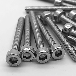 ZLYY M3 x 25MM Hexagon Socket Head Cap Screws, Full Thread,Bright Surface,Stainless Steel,Hexagon Socket Head Cap Bolts (Metric, 50Pcs, M3X25mm, Silver)