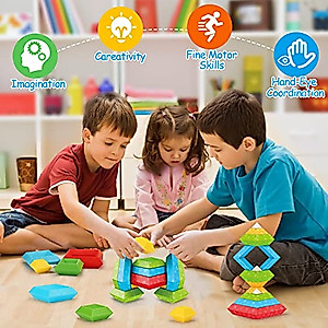 Montessori Toys for 2 3 4 5 Year Old Boy Girl, 30 Pcs Pyramid Stacking Building Blocks for Toddlers 1-3 Age 1-2 2-4 Kids STEM Stackable Sensory Educational Toy Fine Motor Classroom Manipulative Gift