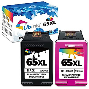 Ubinki 65XL Ink Cartridge Black Color Combo for HP Ink 65 XL Remanufactured HP65 for Printers Envy 5055 5000 5052 5014 5010 DeskJet 3755 3700 3752 2600 2622 2652 2655 2624 2640 (Black Tricolor 2-Pack)