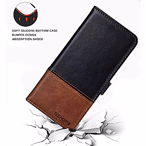 KEZiHOME Note 20 Ultra Case, Genuine Leather [RFID Blocking] Galaxy Note 20 Ultra 5G Wallet Case Credit Card Slot Flip Magnetic Stand Case for Samsung Galaxy Note 20 Ultra 2020 (Black/Brown)