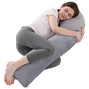 CDORANG Pregnancy Pillow, Full Body Maternity Pillow for Sleeping with Removable Washable Cover, Support for Back, Hips, Legs, Belly for Pregnant Women (Light Grey)