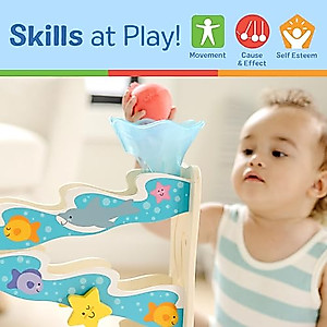 Melissa & Doug Rollables Wooden Ocean Slide Infant and Toddler Toy (5 Pieces) - FSC Certified