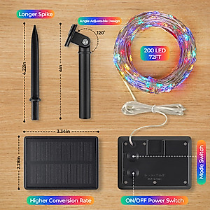 Solar String Lights Outdoor Extra-Long 288Ft 800 LED Super Bright Fairy Lights Waterproof 4-Pack Each 72FT 200 LED Solar Powered Halloween Christmas Lights with 8 Modes for Garden Wedding (Multicolor)