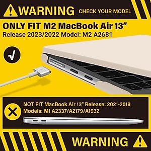 IBENZER Compatible with 2024 2023 2022 MacBook Air 13 inch Case M3 A3113 M2 A2681, HardShell Case & KeyboardCover & ScreenFilm & Type-C Adapter for Mac Air 13.6, Nude, AT13-KK-NU+2TC
