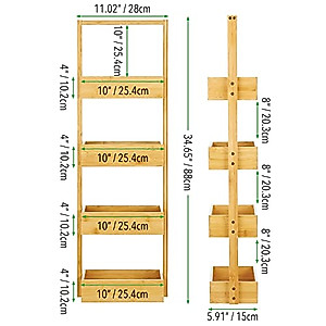 mDesign Free-Standing 4-Tiered Shelf for Bathroom, Wood Bamboo Storage Rack Room Decor Shelves - Decorative Organizer Bins for Bath Towels, Hand Soap, and Toiletries - Natural