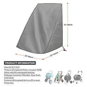 Aaaspark Veranda Patio Free Standing Portable Garden Hose Reel Cover,Protect Your Hose Reel and Prolong Its Life(25.9" x24.8" x 34.6")