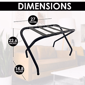 Luggage Rack l Hotel-Quality Durable Steel Folding Suitcase Stand for Guests and Travelers l Keeps Luggage Organized and Off the Floor l Set of 2 l GRAY