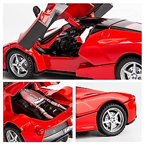 WAKAKAC Model Car Compatible for 1/32 Ferrari Race and Play LaFerrari Pull Back Diecast Toy Vehicles with Light and Sound Toy Car for Kids Boys Gift (Yellow)