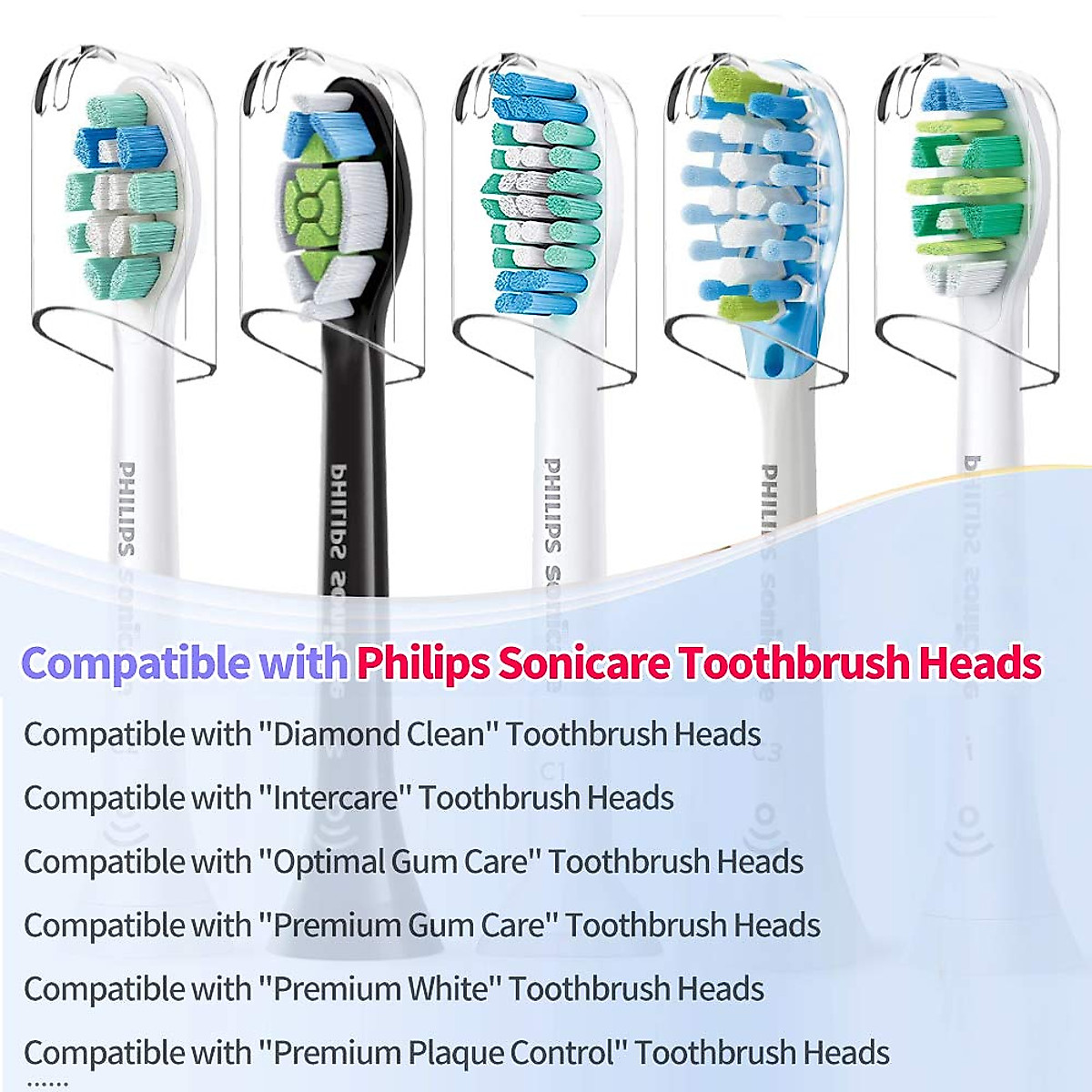 Toothbrush Travel Case Compatible with Philips Sonicare Electric Toothbrush & 6Pcs Reusable Toothbrush Head Covers Compatible with Philips Sonicare Toothbrush Heads (Blue)