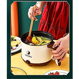 Wilzoe Electric Hot Pot,Mini Hot Pot,Electric Noodle Pot,Electric Pot,Ramen Cooker,Electric Noodle Cooker,Multi-Functional Small Non-Stick Pot for Noodles,Pasta,Dumplings,Soup,Porridge,1.8L(White)