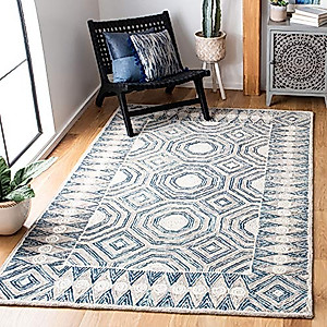 SAFAVIEH Micro-Loop Collection 5' x 8' Ivory/Blue MLP639A Handmade Premium Wool Area Rug