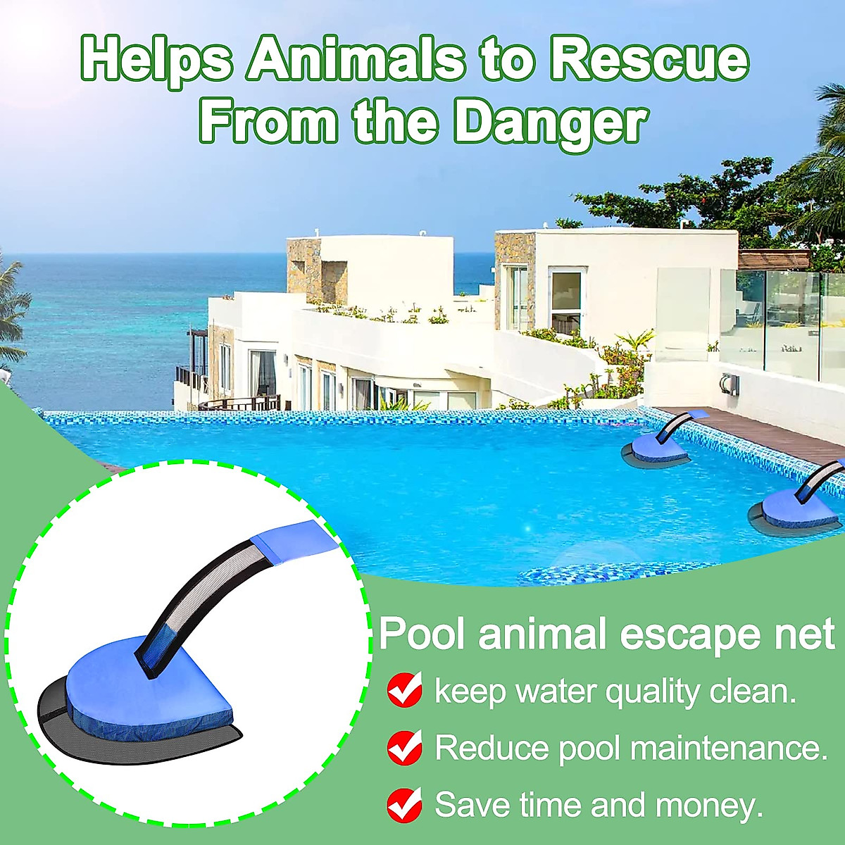 AOYEVGS Pool Ramp for Animals to Escape, Pool Animal Critter Saving Escape Ramp for Pool, Pool Frog Saver, Saving Critters, Frogs, Mices, Lizards, Ducks, Birds (1-Pack, Blue)