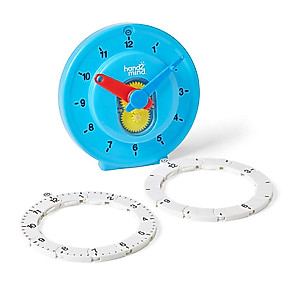 hand2mind Advanced NumberLine Clock™ for Kids Learning to Tell Time, Math Manipulatives for Telling Time, Analog Clock for Kids Learning, Learning to Tell Time Clock, Homeschool Supplies (1 Pack)