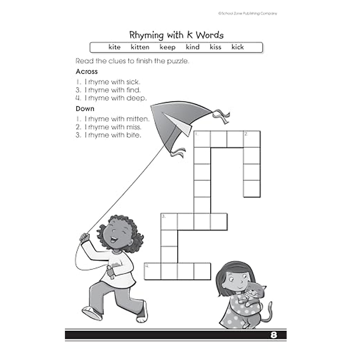 School Zone - My First Crosswords Workbook - Ages 6 to 8, 1st to 2nd Grade, Activity Pad, Word Puzzles, Word Search, Vocabulary, Spelling, and More (School Zone Little Busy Book™ Series)