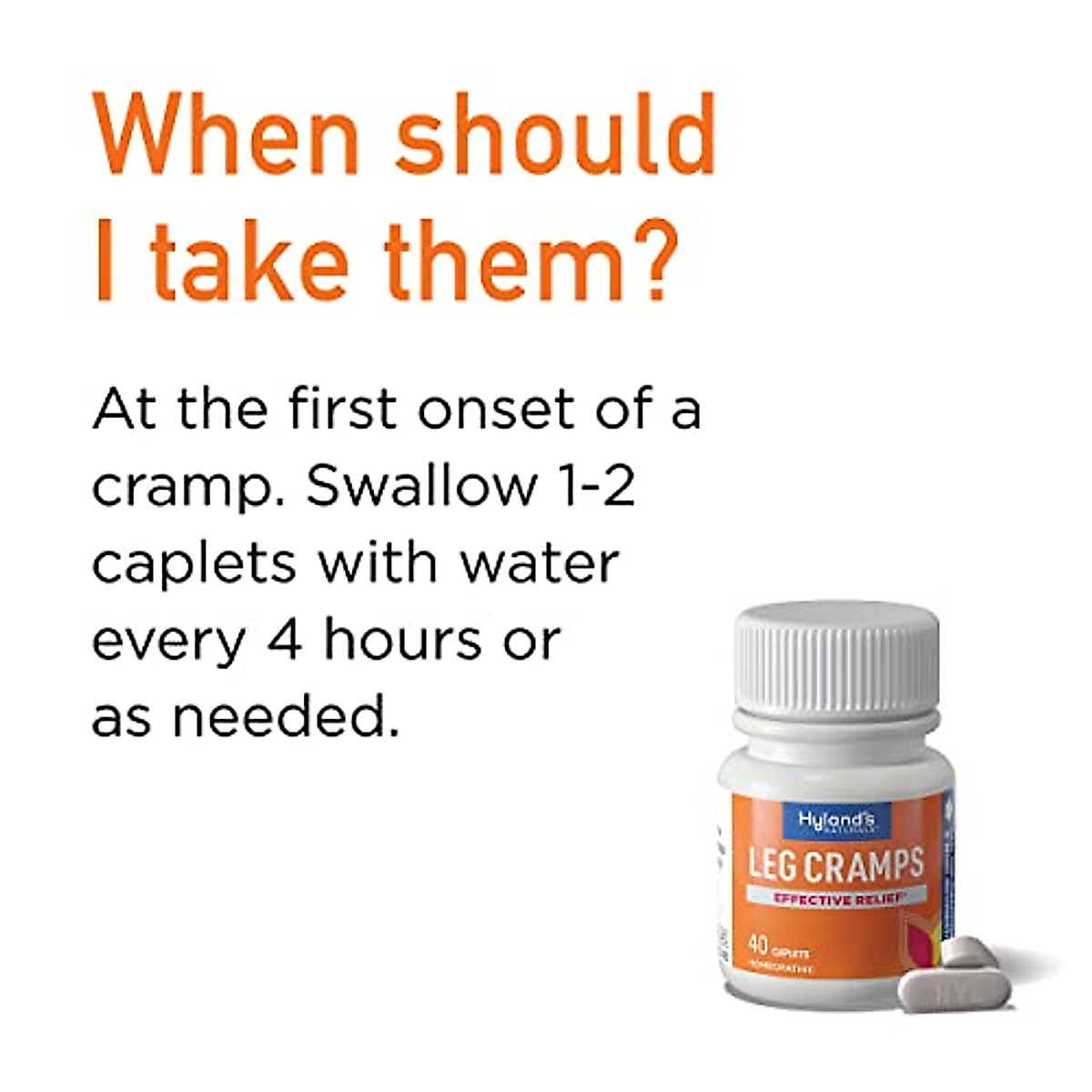 Hyland's Naturals Leg Cramps Caplets, Natural Relief of Calf, Leg and Foot Cramp, 40 Count Caplet