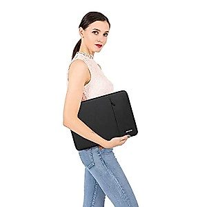 MOSISO Laptop Sleeve Compatible with MacBook Air/Pro, 13-13.3 inch Notebook, Compatible with MacBook Pro 14 inch 2023-2021 A2779 M2 A2442 M1, Polyester Vertical Bag with Pocket & Small Case, Black