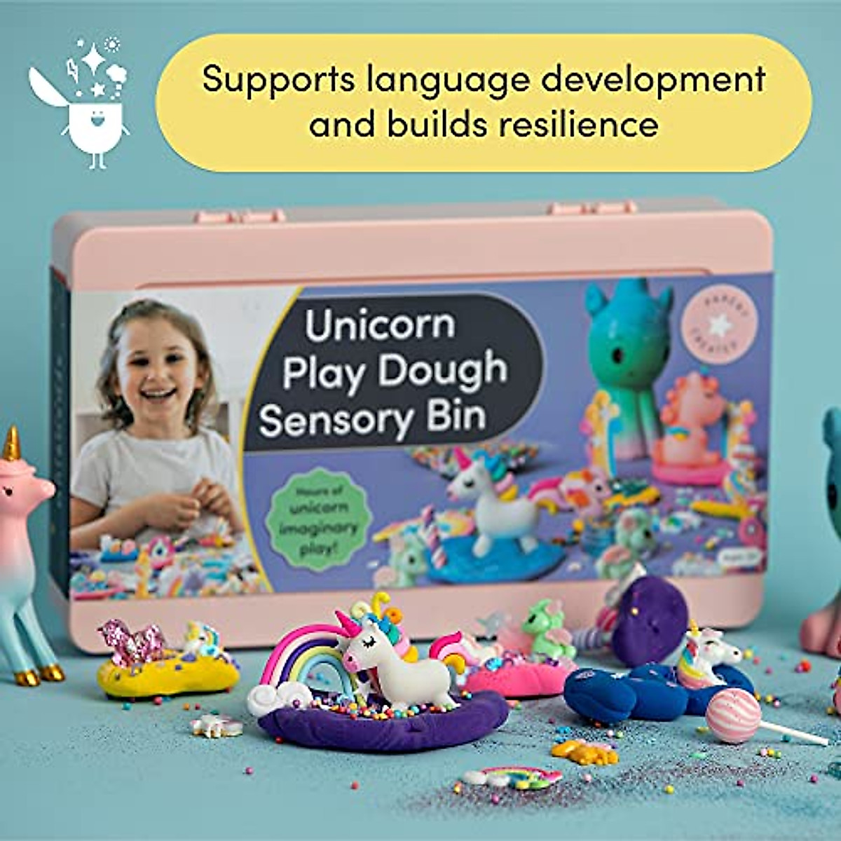 Unicorn Play Dough Sensory Bin