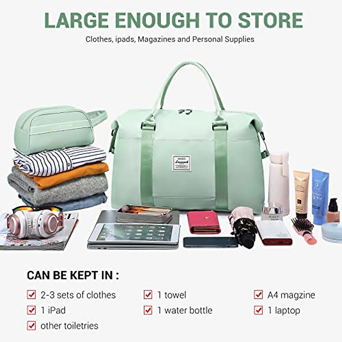 LOVEVOOK Weekender Bag for Women Cute Travel Tote Bag Gym Duffel Bag with Toiletry Bag Carry On Bag Overnight Bag with Wet Pocket Hospital Bag for Labor and Delivery Medium
