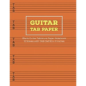 Guitar Tab Paper: Blank Guitar Tablature Paper Notebook 12 Staves with TAB Clef 8.5 x 11 Inches (Volume 4) (Guitar Tab Paper 12 Staves)