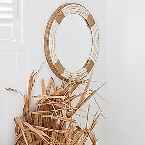 Nautical Hampton Coastal Round Rope Mirror Twisted Rope Home Decor Art Wall Hanging Bathroom Living Room Mirror (36 INCH)