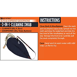 Pro Tec Protec Clarinet (Bb, A, Bass) / Saxophone (Alto, Tenor, Baritone) Neck and Mouthpiece Body Swab, Model A119