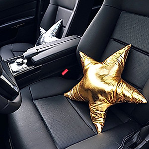 A.B Crew Shiny Cute Car Waist Cushion Back Support Cushion Home Sofa Decor(Golden Star)