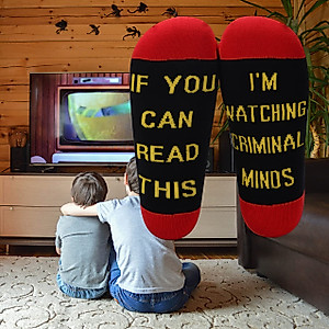 LEVLO Crimianl TV Fans Inspired Gift If You Can Read This Cotton Socks Mother's Day Graduation Teacher Christmas Gifts (2 Pairs/Set - Mid Calf - 3)