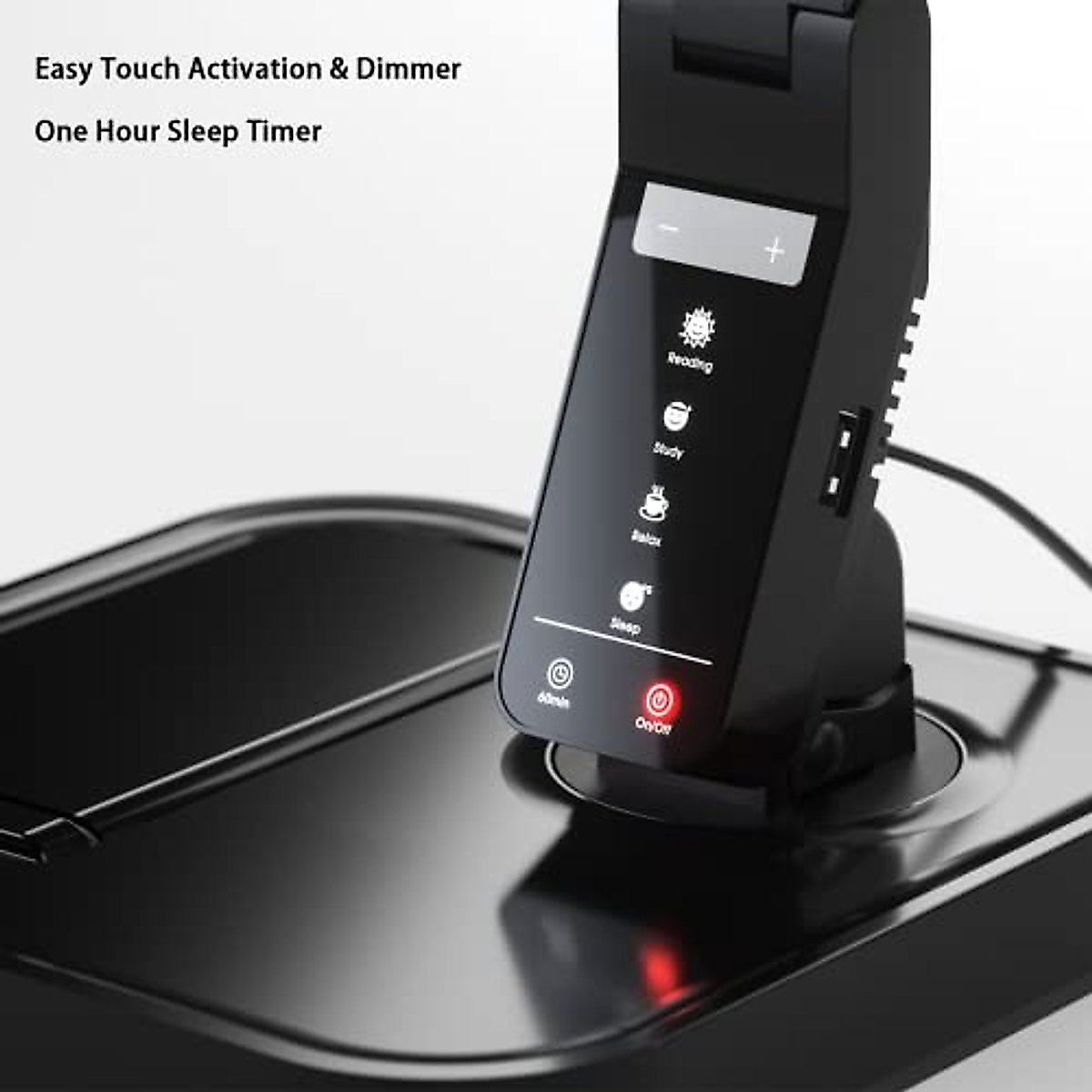 Fugetek LED Desk Table Lamp, 14W, 530 Lumens, Wireless Charger & USB Charging Port, Dimmable Eye-Caring, 5 Brightness & 4 Light Modes, Adjustable Arms, Touch Control, Auto Sleep Timer