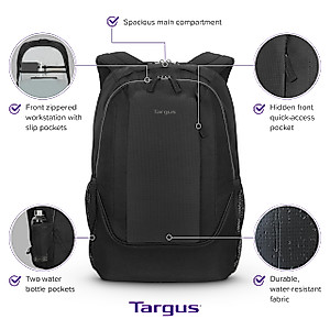 Targus Ascend Professional Business Laptop Backpack, Sleek and Durable Travel Commuter Bag, Improve Back Support with Padded Shoulder Straps and Back Panel, Fits up to 16-Inch Laptop, Black (TSB710US)