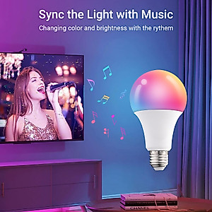 (2 Qty) 10W LED Smart Light Bulb, Alexa Compatible Echo Light Bulb, Tuya Smart Life App, Music Mode, Brightness Adjustment, RGB Color Changing light bulb, Smart Indoor Bulbs That Work with Alexa