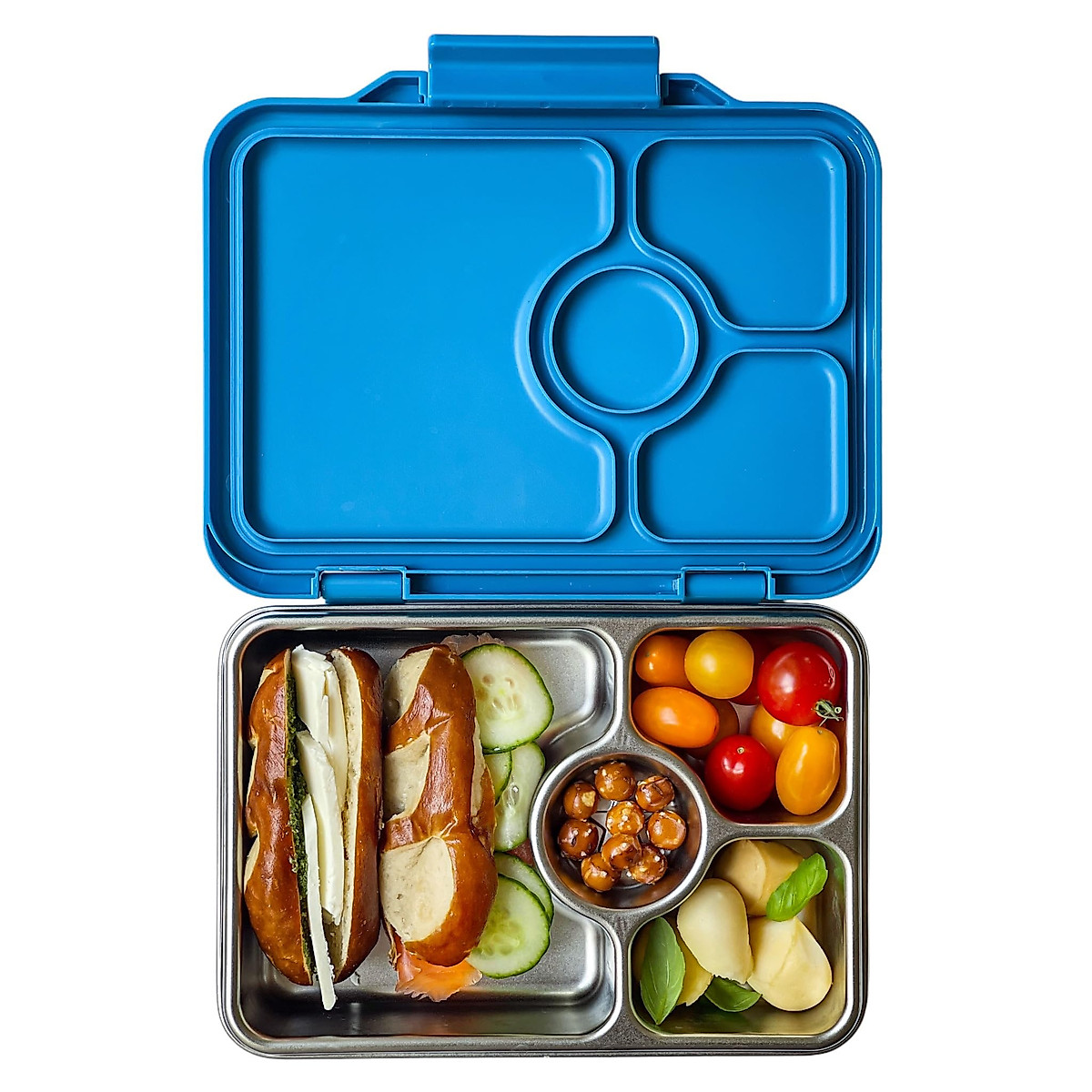 Yumbox Prêt Stainless Steel Bento Lunch Box with Leakproof Lid, Durable, Reusable Food Container, Ideal for Sandwiches & Snacks ((Normandy Blue)