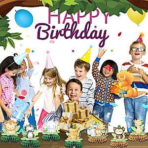 Jamonxi Jungle Theme Baby Shower Decorations Gender Neutra For Boy Girl, Green Honeycomb Centerpiece Table Decorations Safari Kids Birthday Party Supplies For Classroom Bedroom