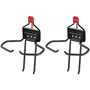 Rubbermaid Heavy Duty Metal Storage Shed Space Saving Large Easily Mounted Power Tool Holder, Holds Up to 20 Pounds with Adjustable Hook (2 Pack)