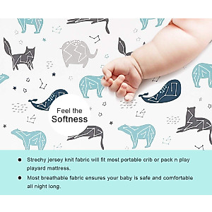 Pack n Play Sheets, BROLEX 2 Pack Mini Crib Sheets,Stretchy Portable Fitted Playard Sheet Set, Convertible Playard Mattress Cover,Ultra Soft Breathable Material,Space Planet